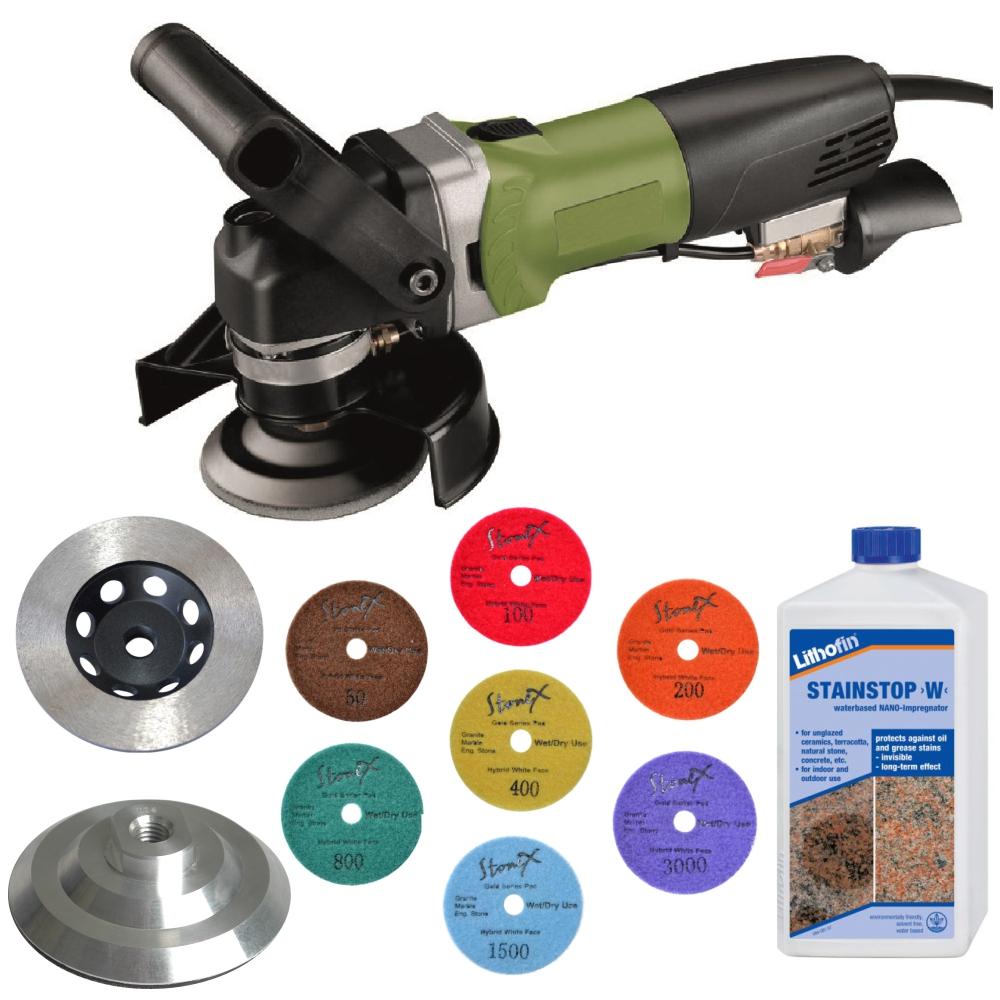 STONEX Electric Wet Polisher 900w Concrete Bench Top Polishing Kit